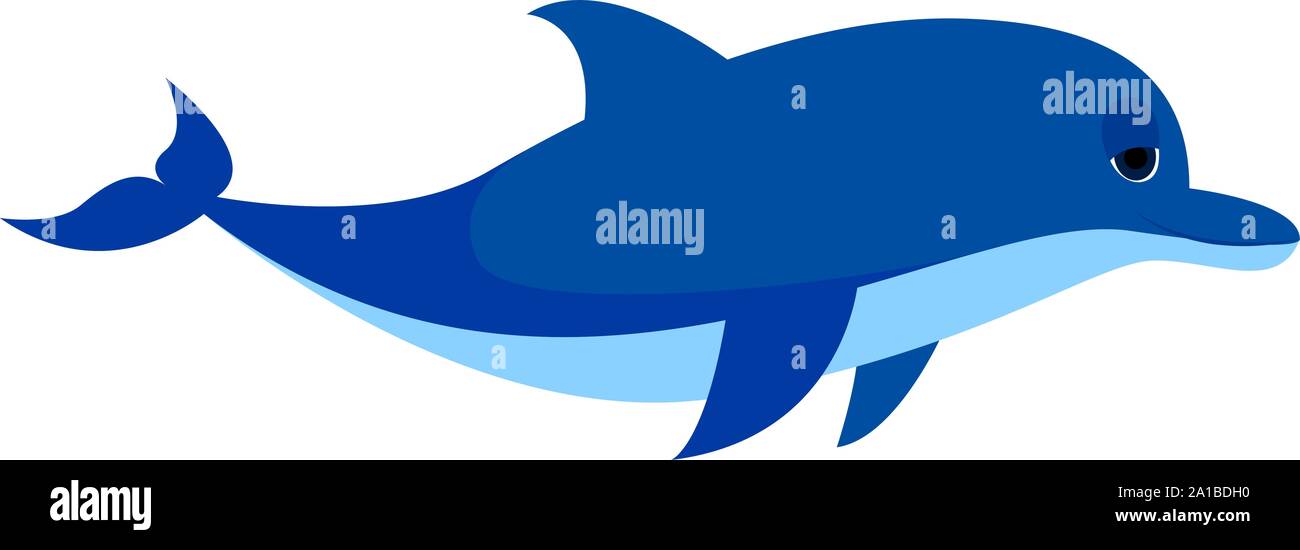 Blue dolphin, illustration, vector on white background Stock Vector ...