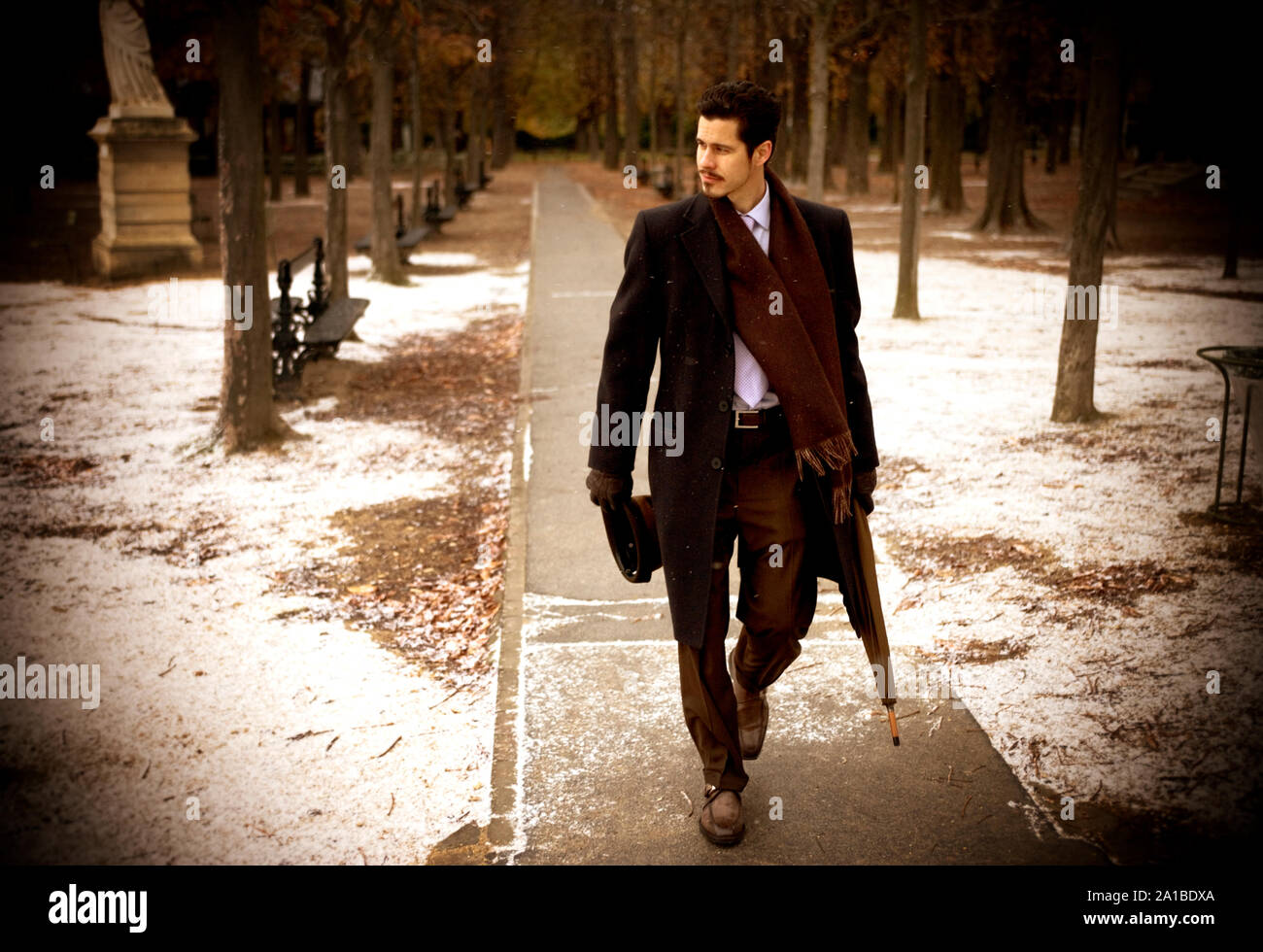 Guy walks in winter park hi-res stock photography and images - Alamy