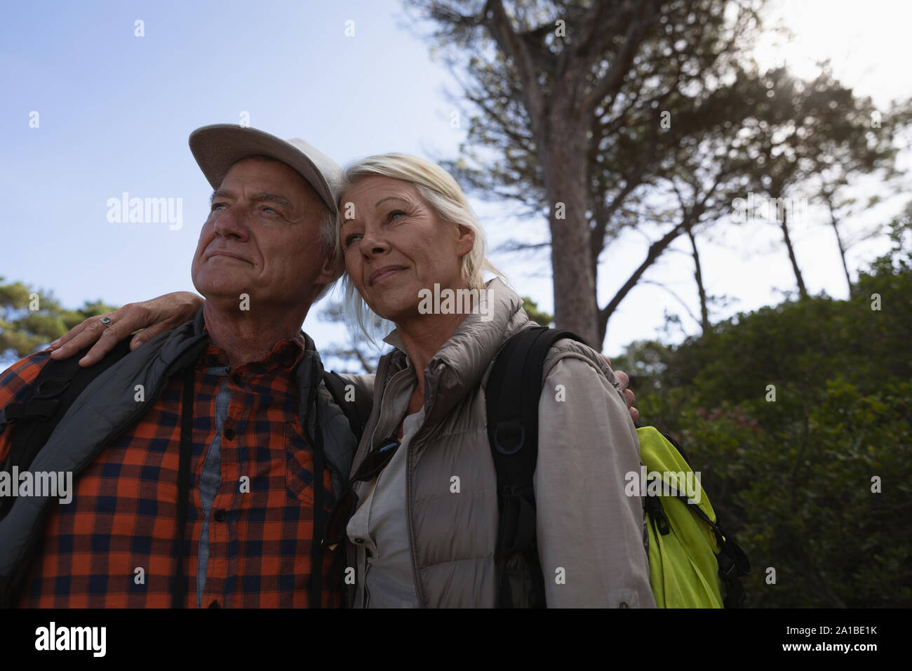 Couple enjoying walk in forest hi-res stock photography and images - Alamy