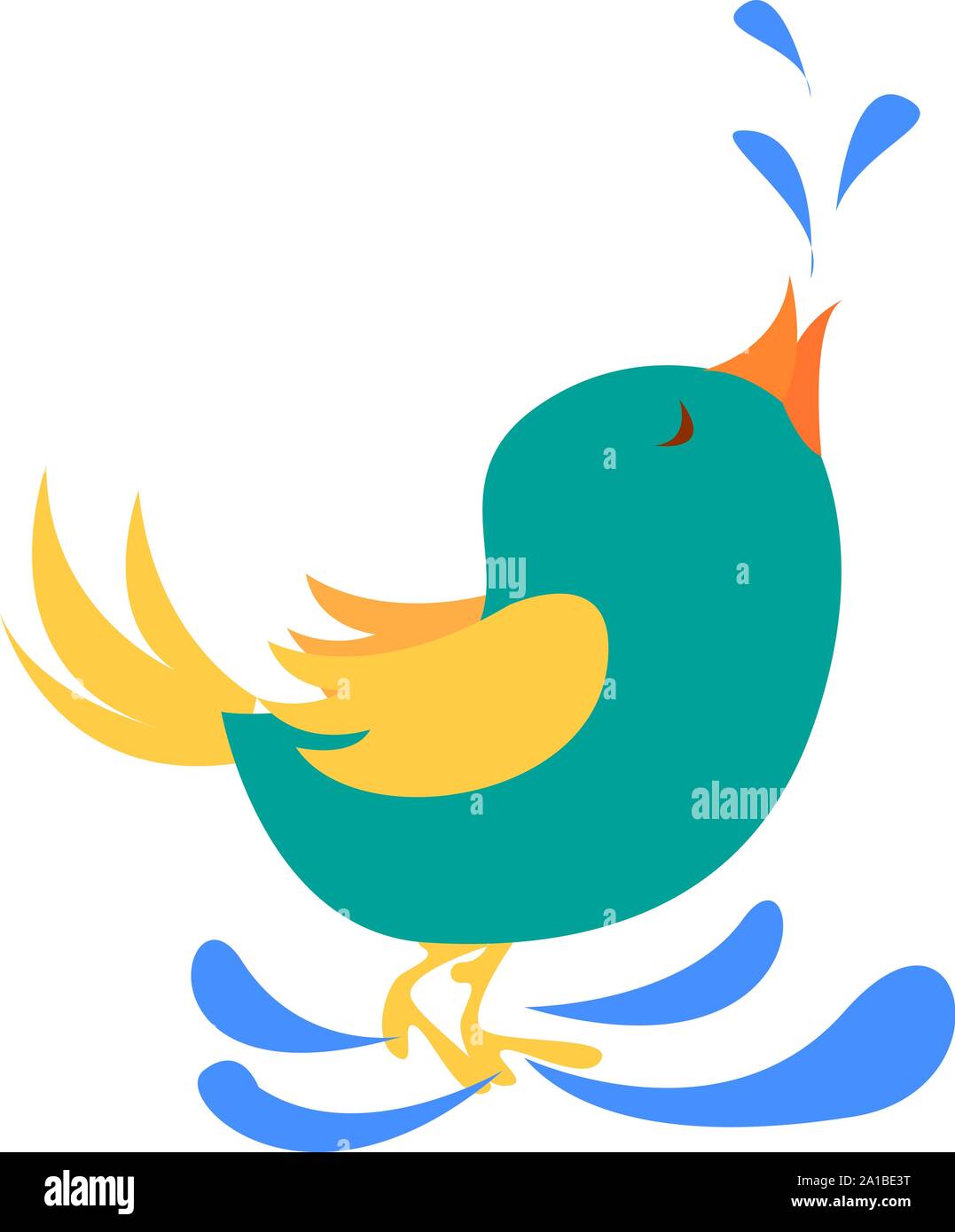 Bird in water, illustration, vector on white background Stock Vector ...