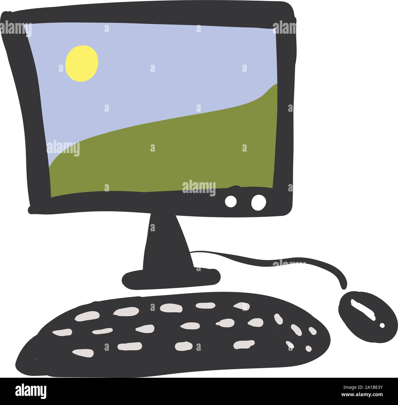Black computer, illustration, vector on white background Stock Vector ...