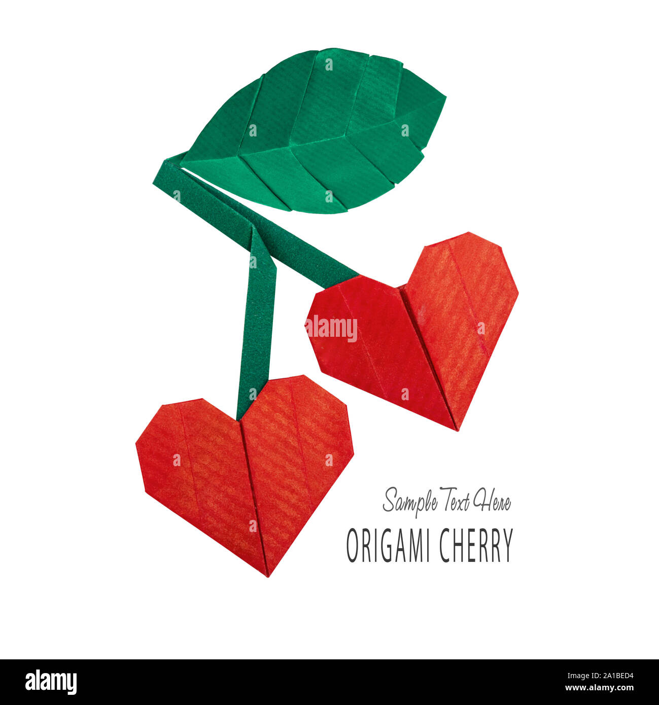 Origami red cherry hearts Stock Photo - Alamy