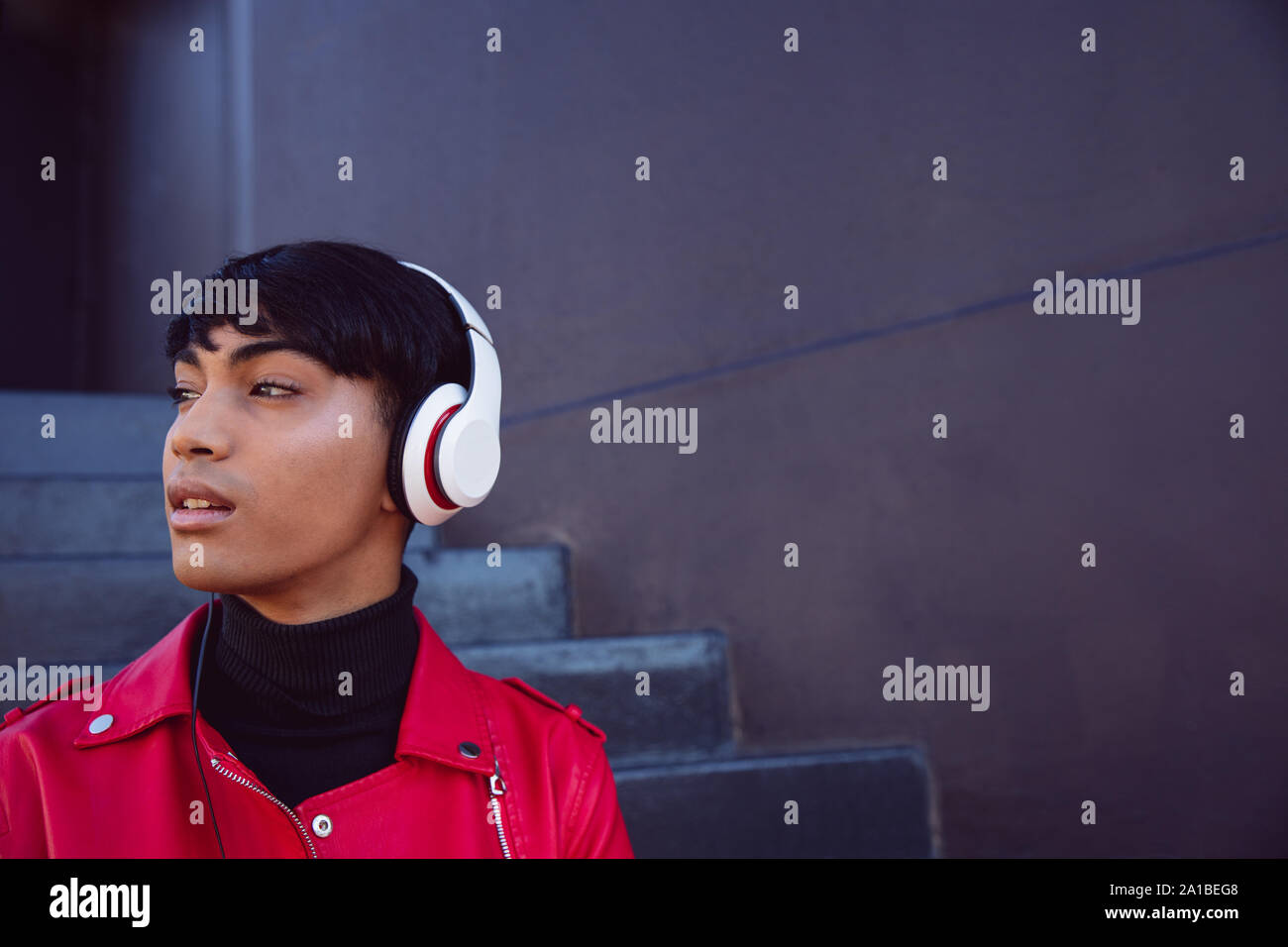 Young transgender adult in the street Stock Photo - Alamy