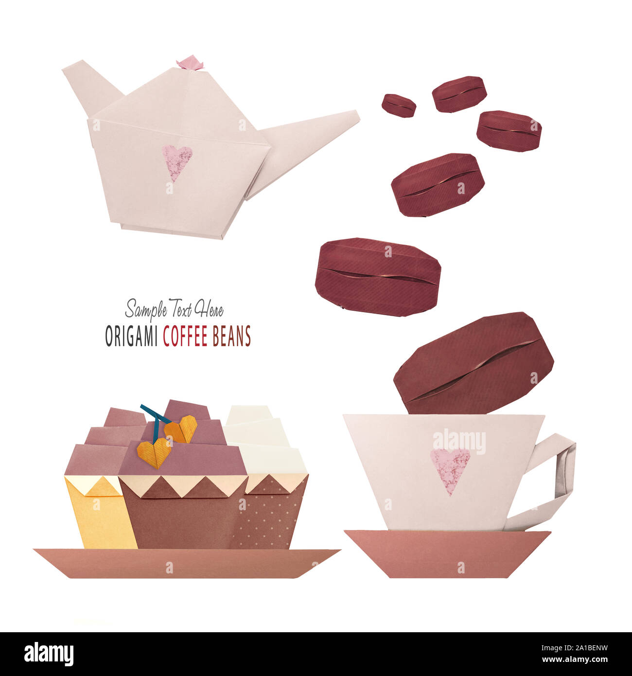 Origami of coffee and cupcake Stock Photo - Alamy