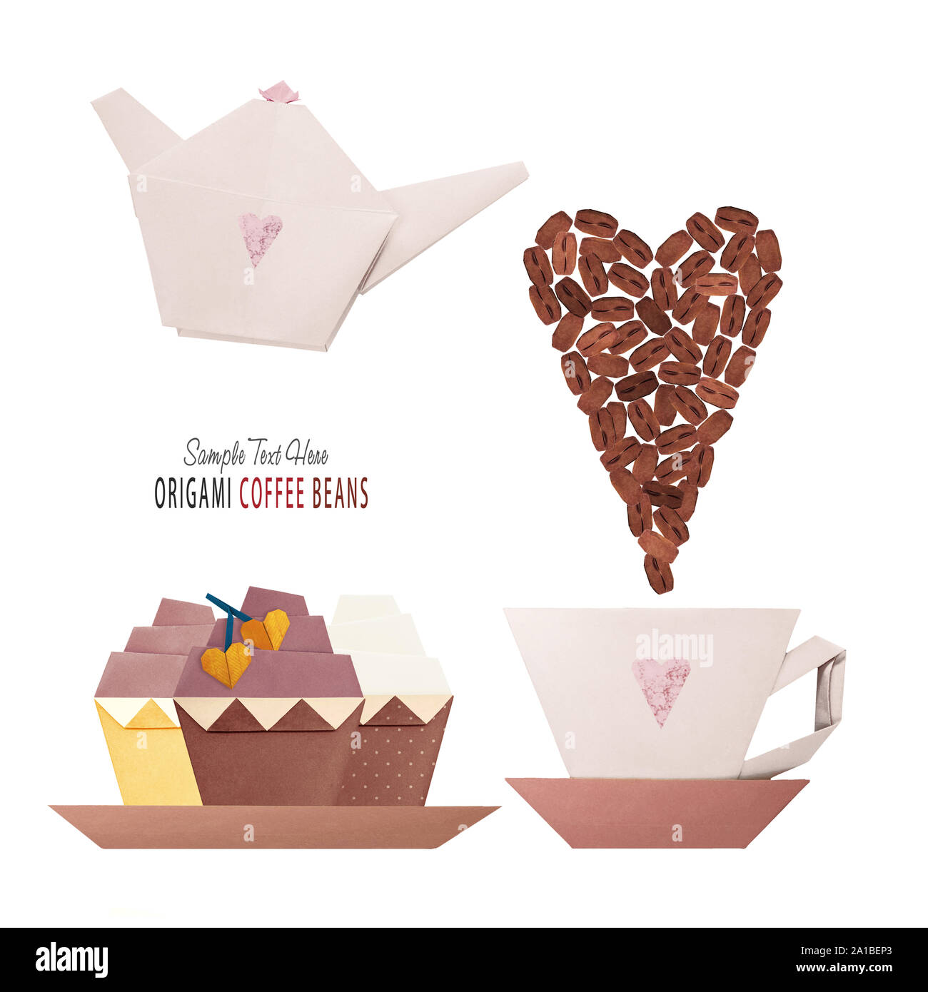 Origami of coffee and cupcake Stock Photo - Alamy