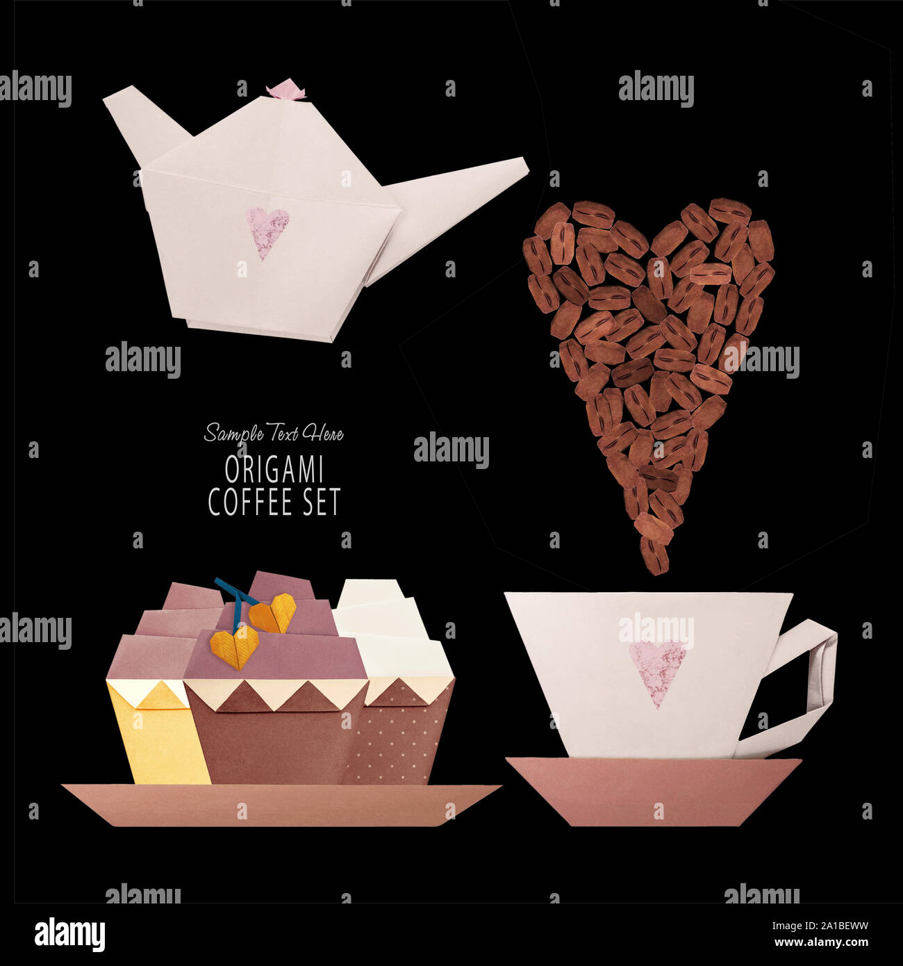 Origami of coffee and cupcake Stock Photo - Alamy