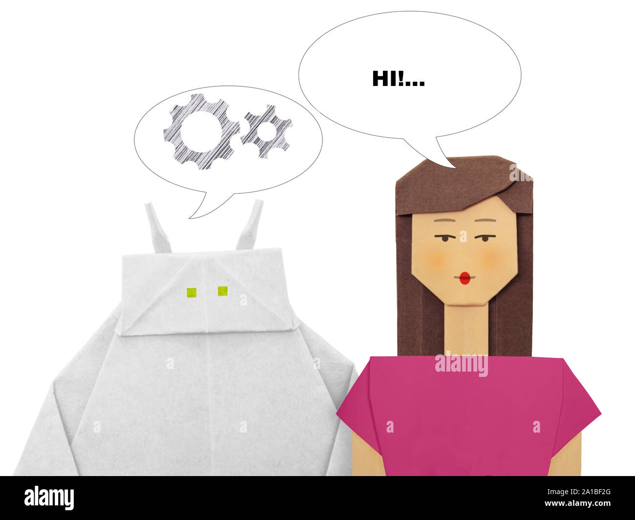 Robot and human dialog Stock Photo - Alamy