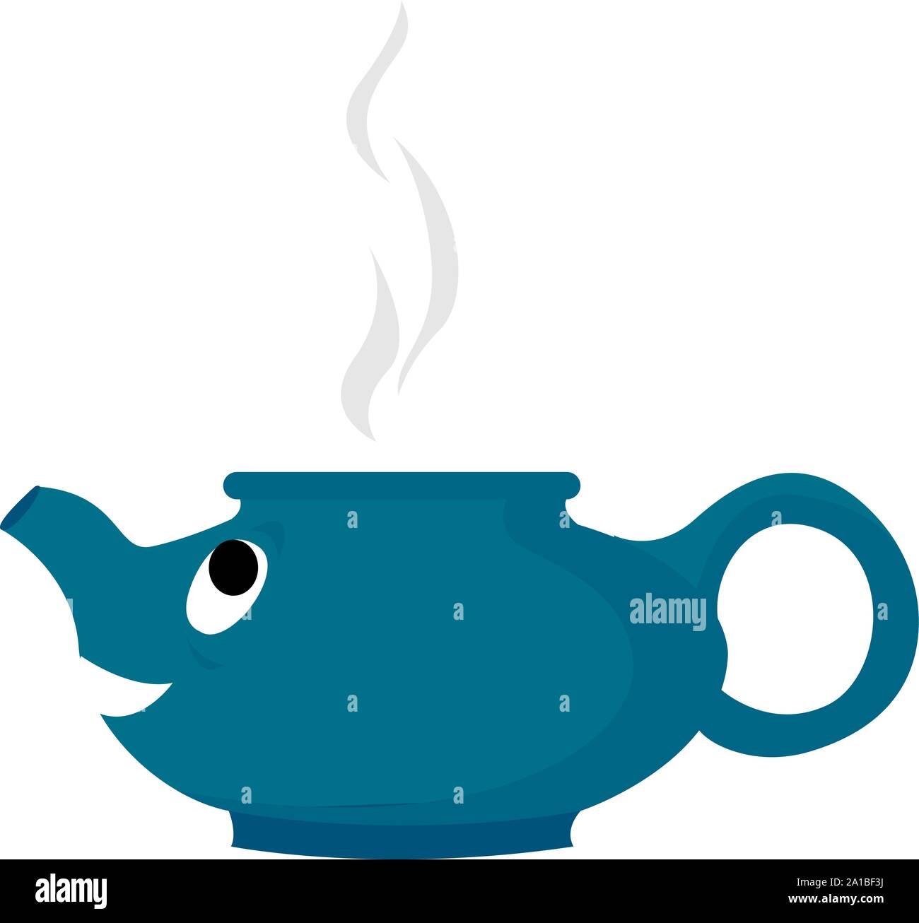 Blue tea pot, illustration, vector on white background Stock Vector ...