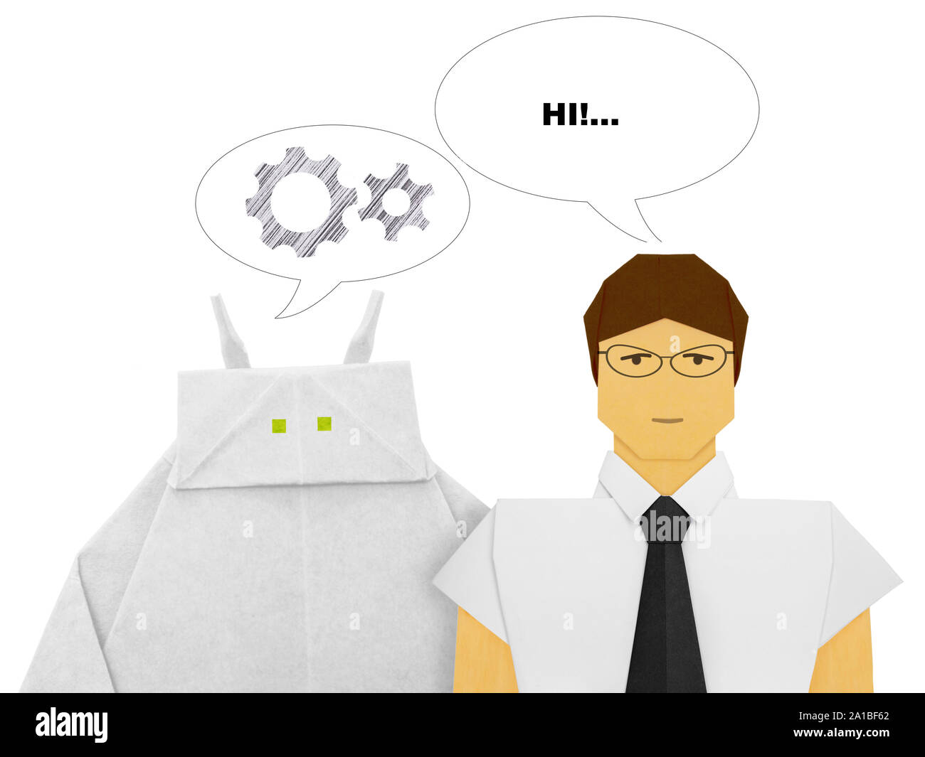 Robot and human dialog Stock Photo - Alamy