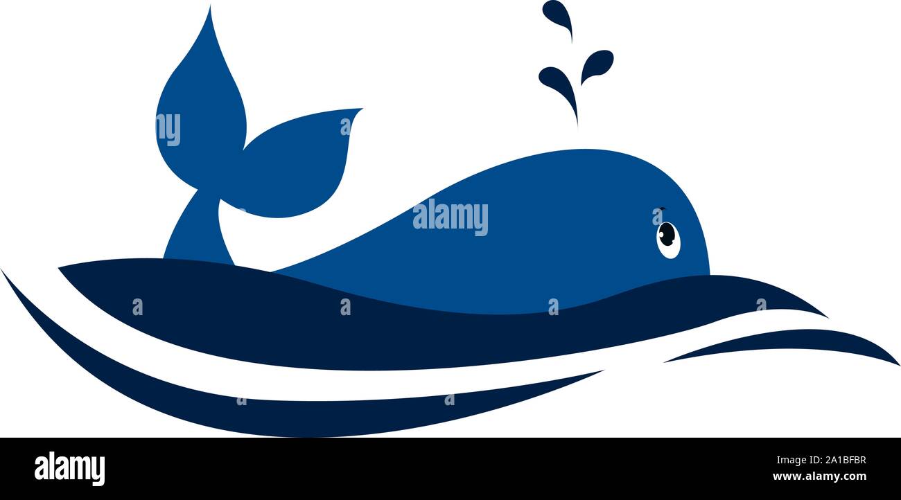 Blue dolphin, illustration, vector on white background Stock Vector ...