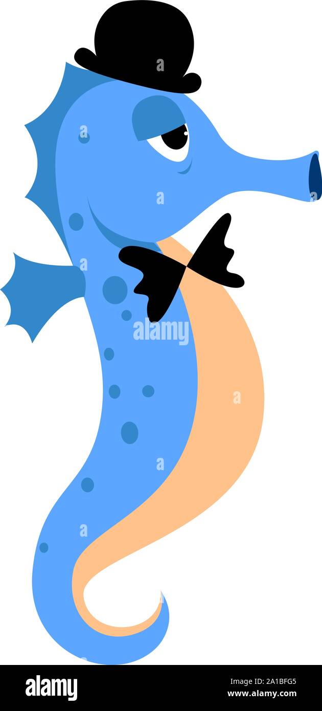Blue seahorse, illustration, vector on white background Stock Vector ...