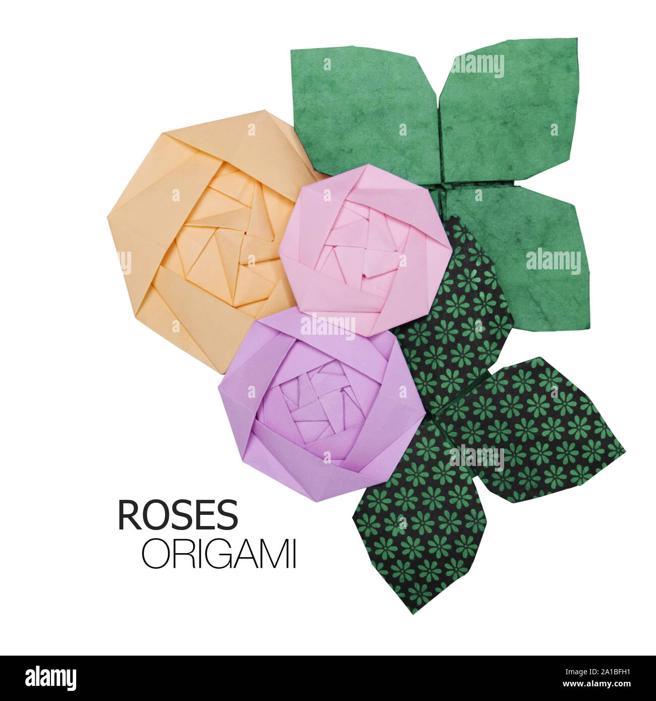 Origami paper pink rose Stock Photo - Alamy
