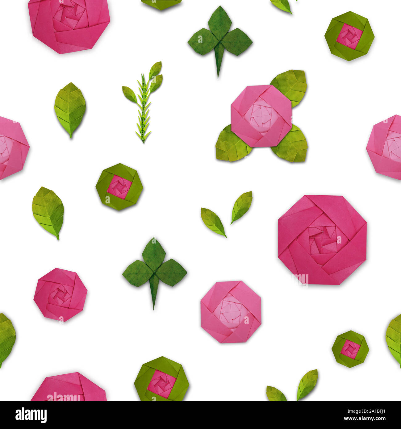 Origami paper pink rose pattern Stock Photo - Alamy