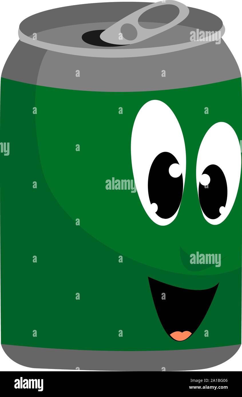 Green can, illustration, vector on white background Stock Vector Image ...