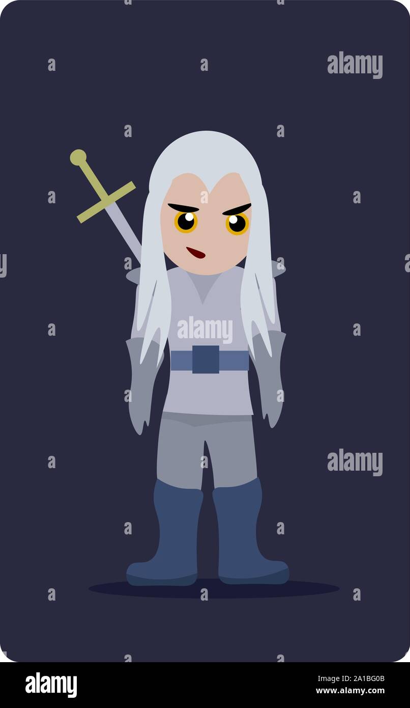 Witcher, illustration, vector on white background Stock Vector Image ...