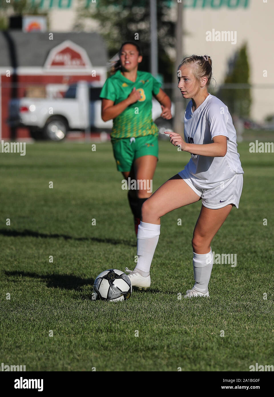 Soccer action with Lewiston vs Lakeland High School in Rathdrum, Idaho ...