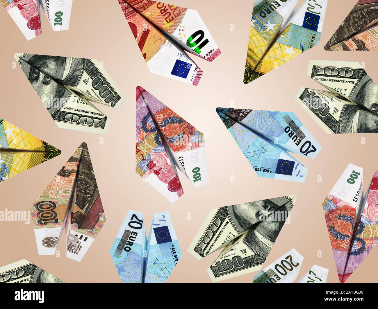 Illustration money airplane fly on isolated white background Stock ...