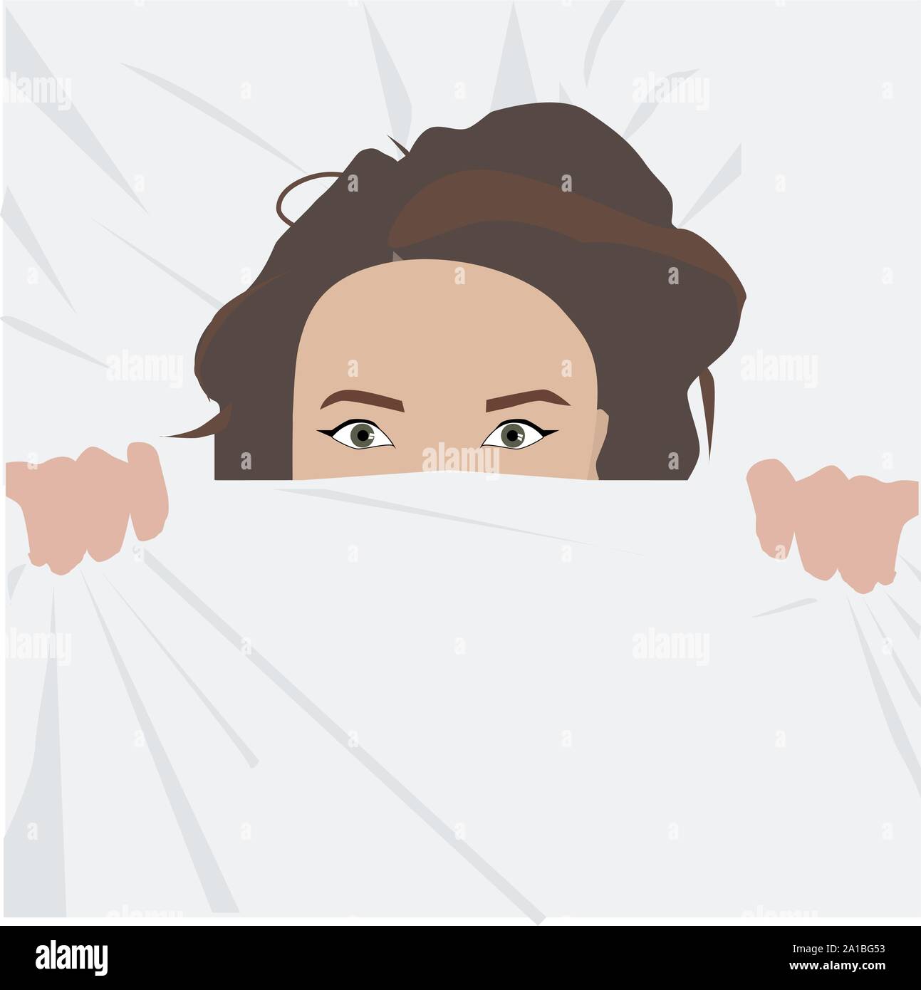Girl covering face, illustration, vector on white background Stock ...