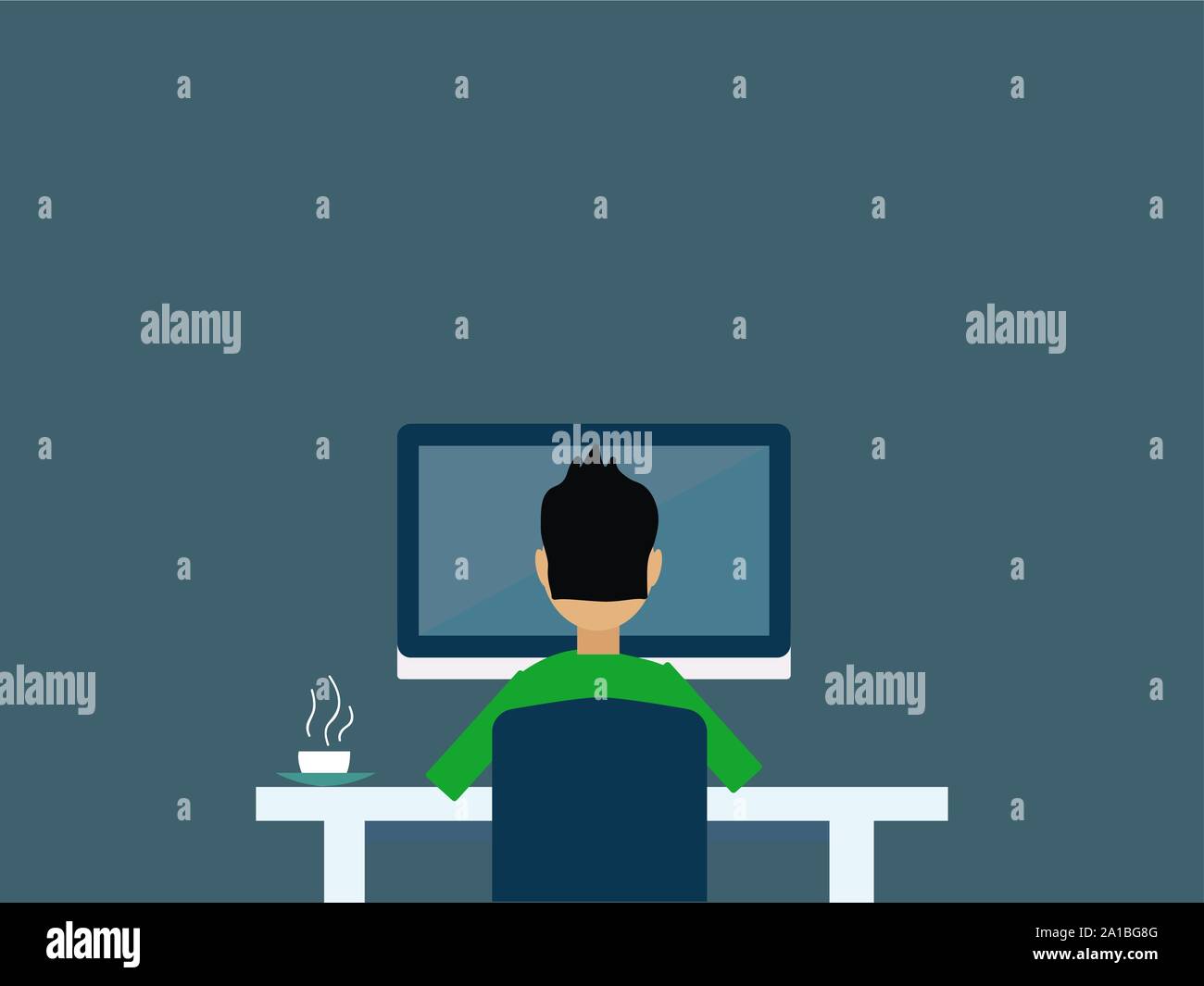 Working man, illustration, vector on white background Stock Vector ...