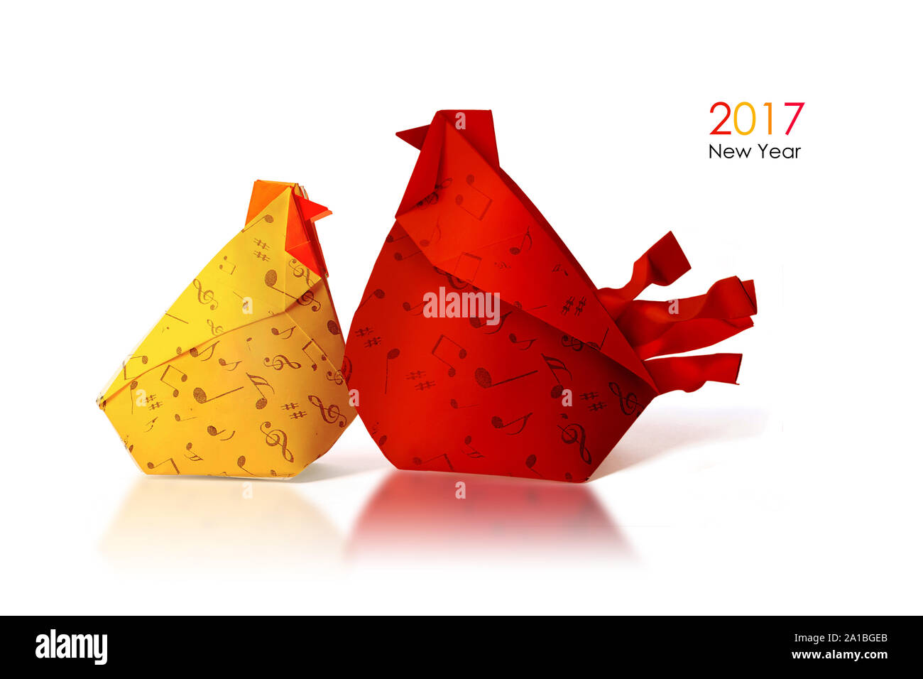 Origami paper hen and rooster Stock Photo - Alamy