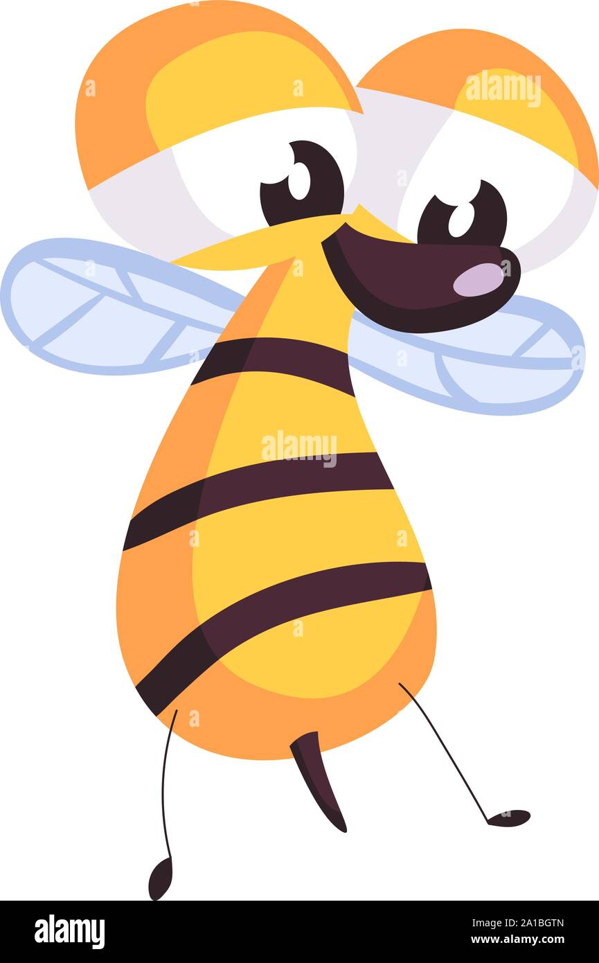 Sad bee, illustration, vector on white background Stock Vector Image ...