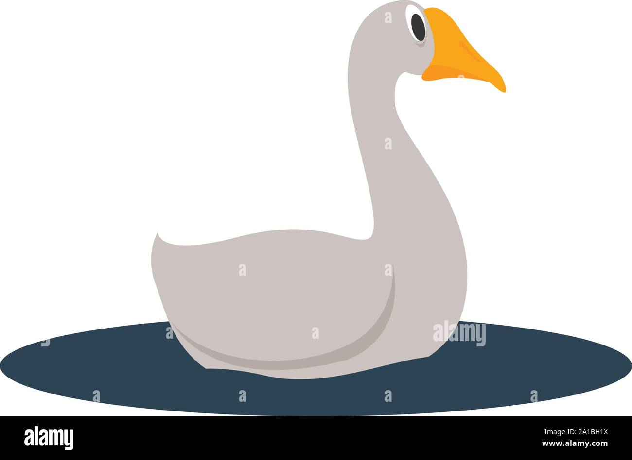 Goose in water, illustration, vector on white background Stock Vector ...