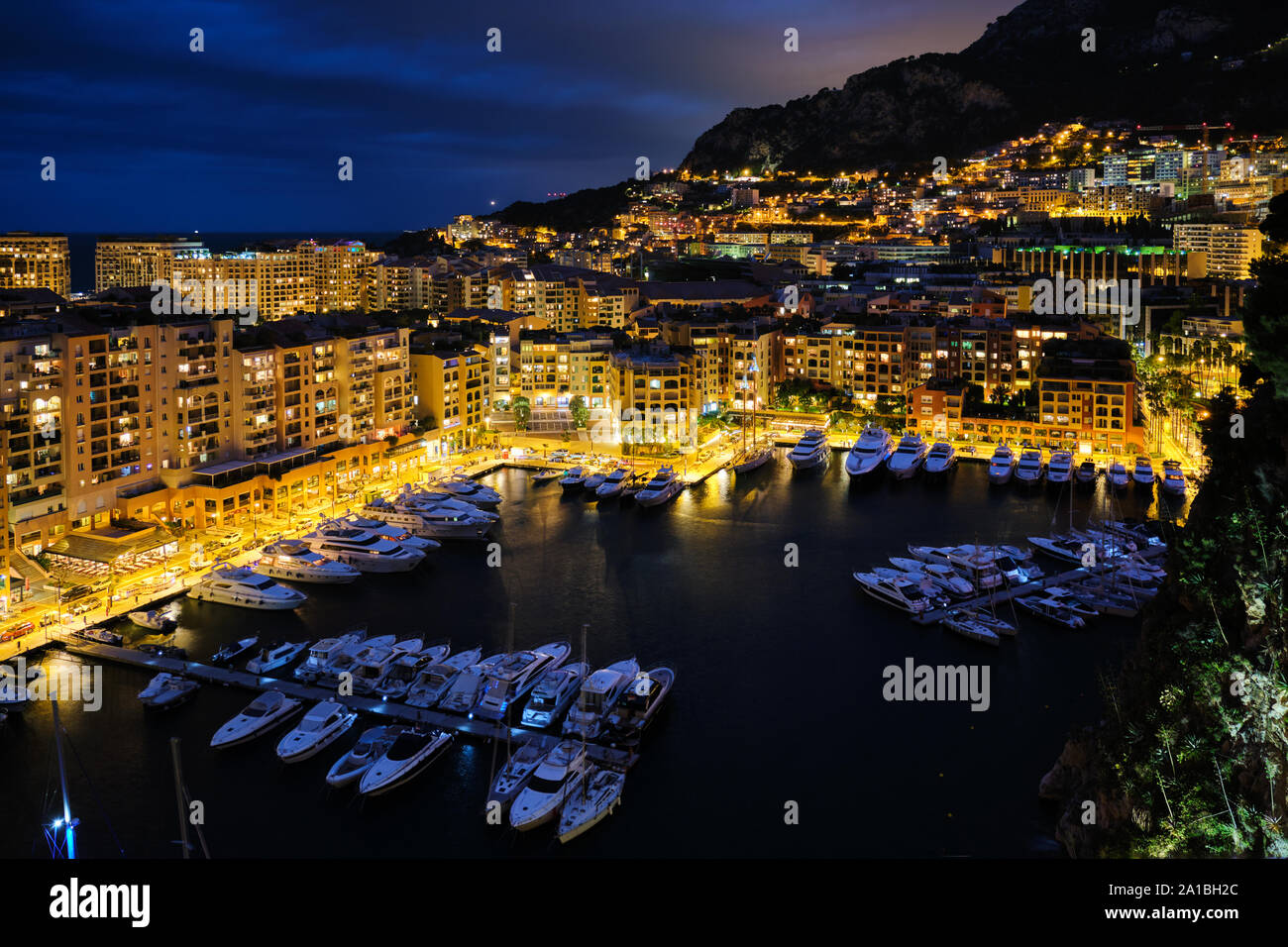View of Monaco in the night Stock Photo - Alamy