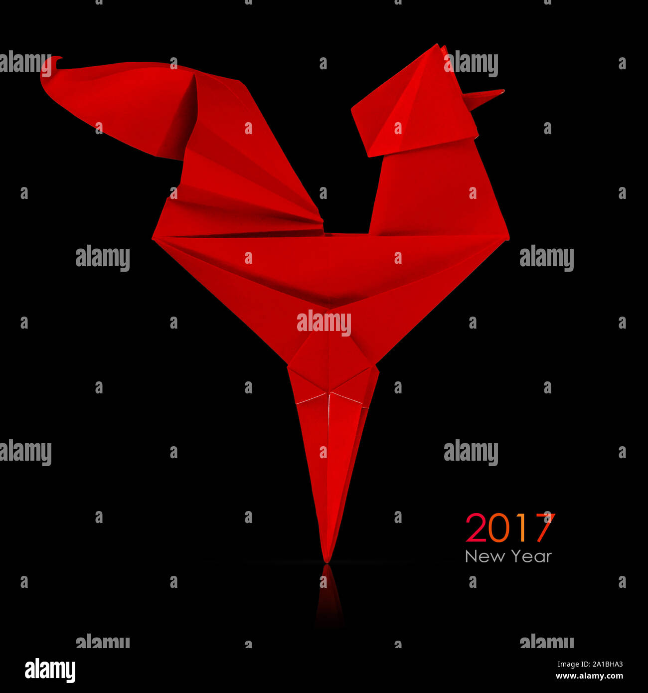 Red rooster origami Stock Photo - Alamy