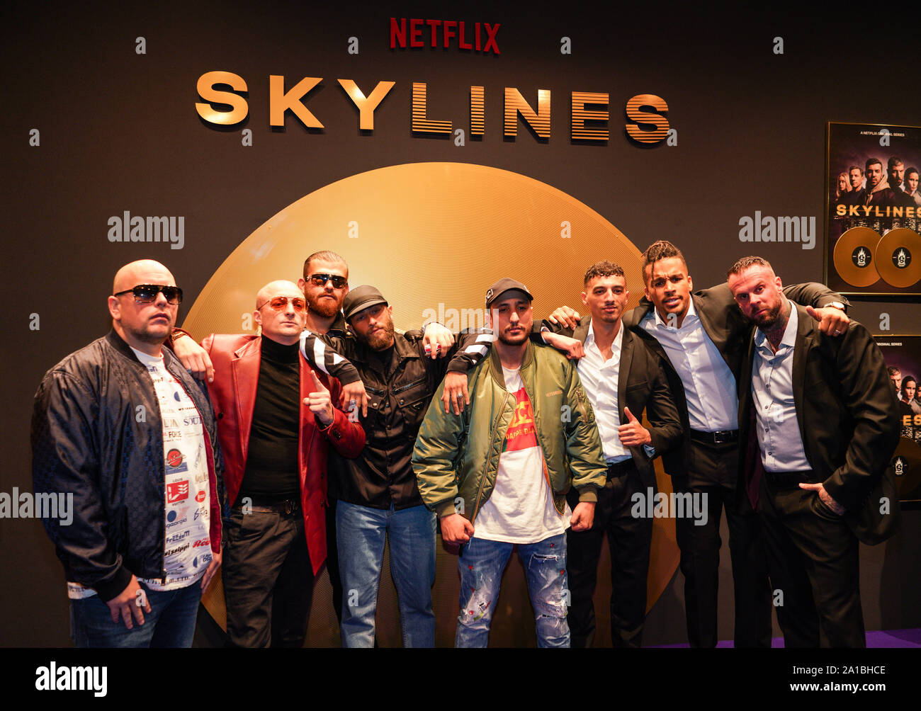 Germany. 25th Sep, 2019. The rappers Celo (l-r), Olexesh, Falco, Nimo ...