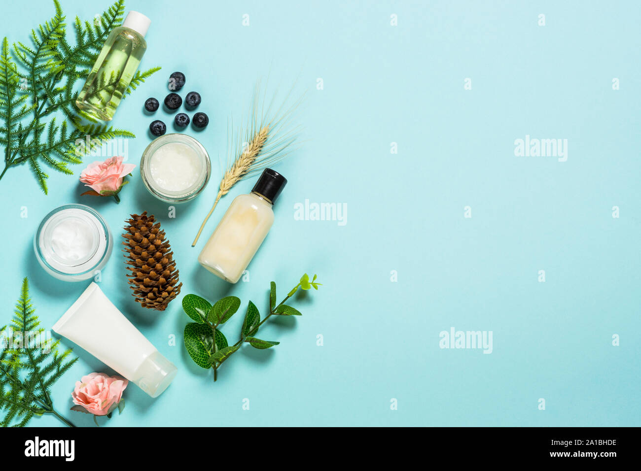 Facial cosmetics, Skin care product on blue Stock Photo - Alamy