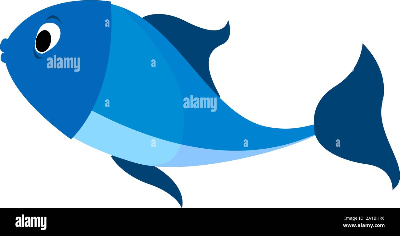 Blue fish, illustration, vector on white background Stock Vector Image ...
