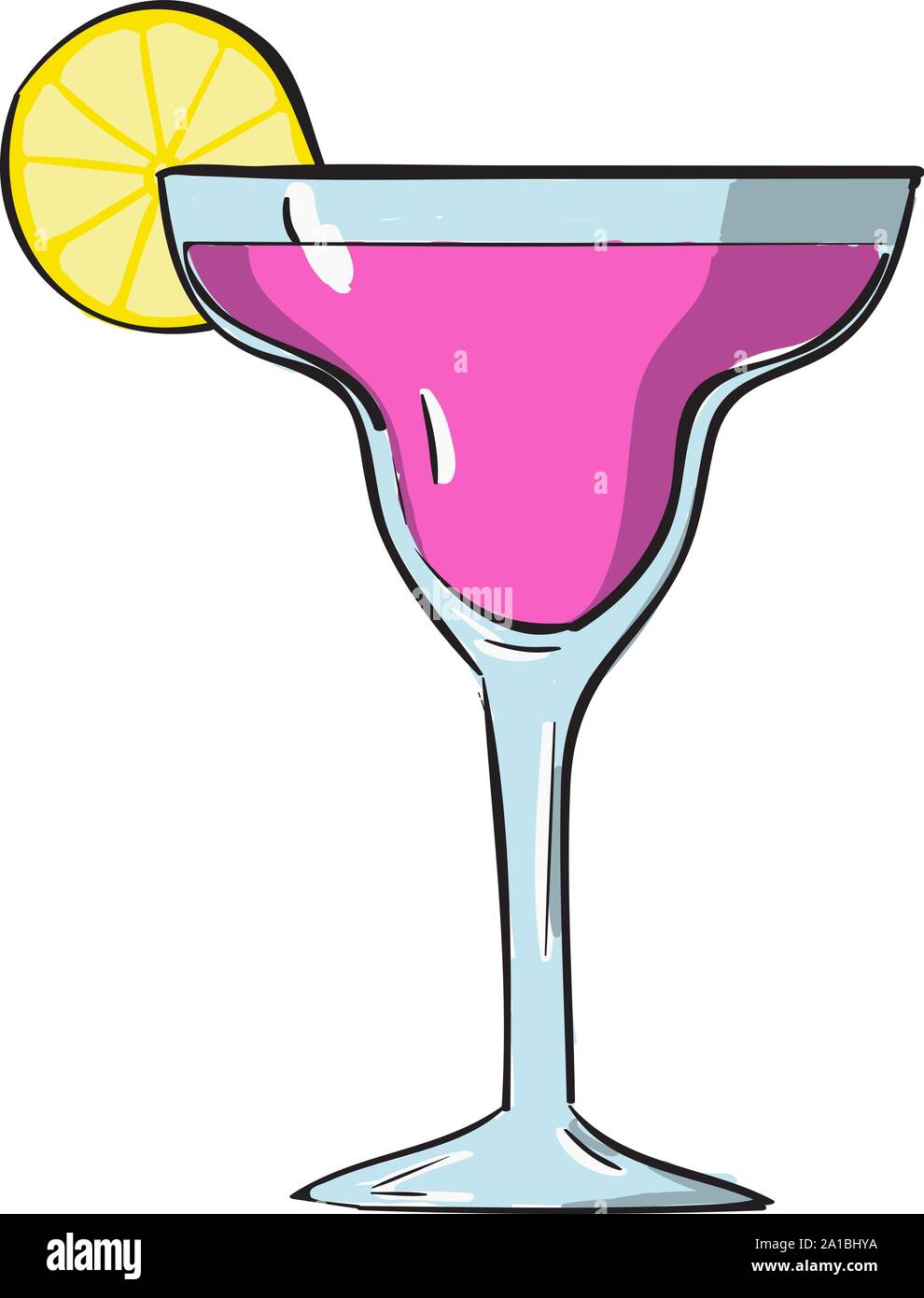 Pink cocktail, illustration, vector on white background Stock Vector ...