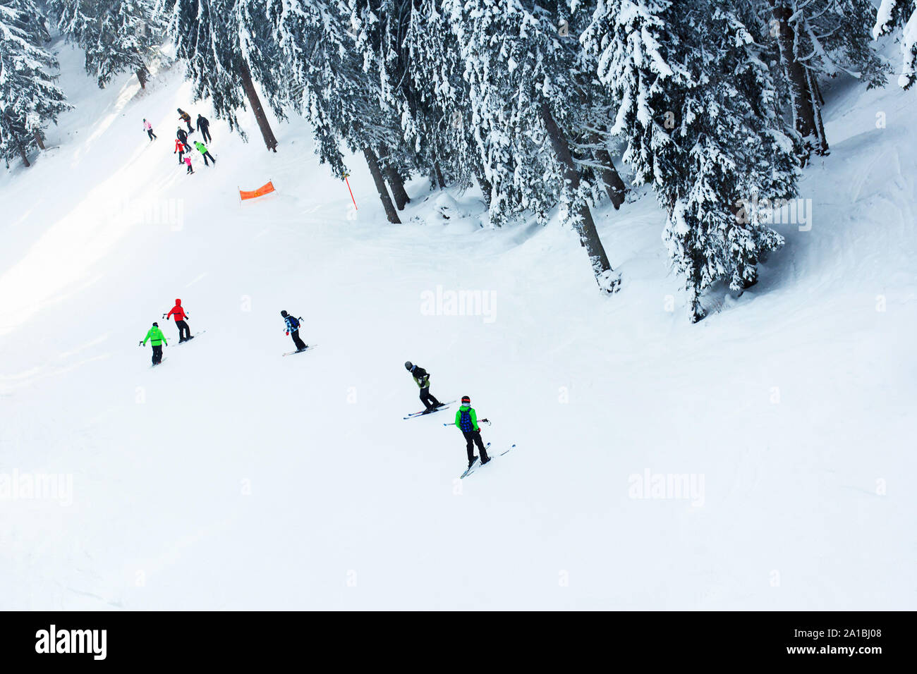 Ski school in the trace Stock Photo - Alamy