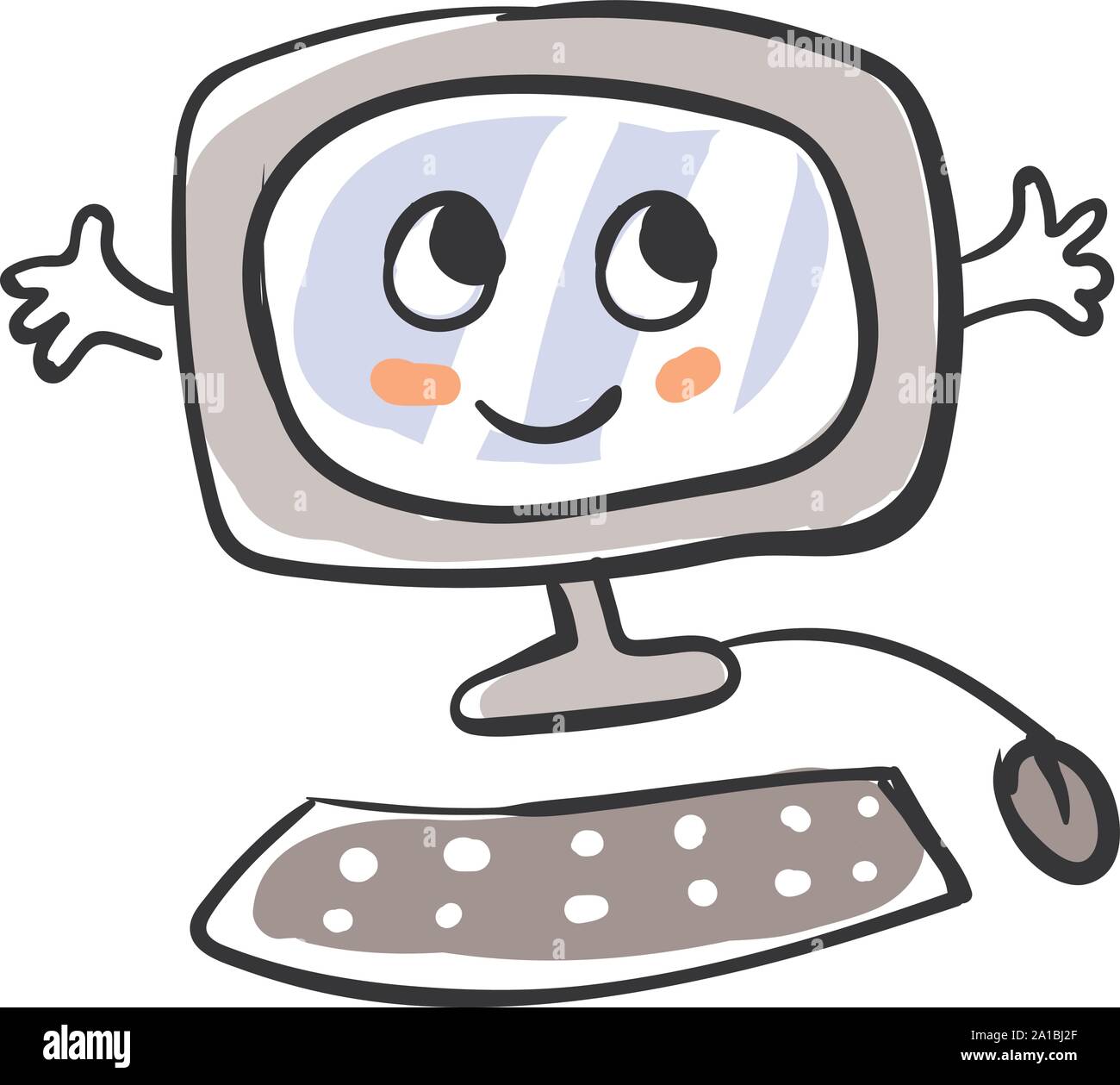 Happy PC, illustration, vector on white background Stock Vector Image ...