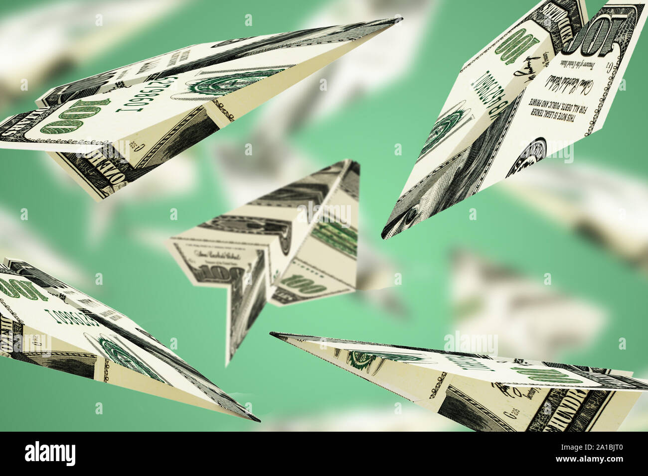 Illustration money dollars airplane fly on isolated white background ...