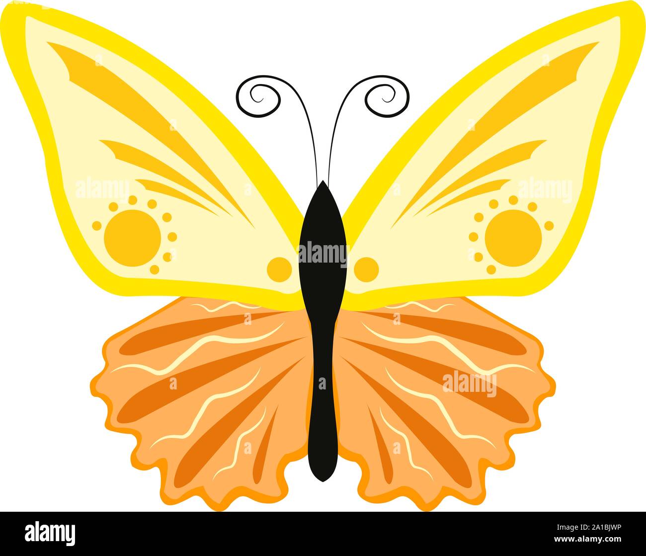 Yellow butterfly, illustration, vector on white background Stock Vector ...