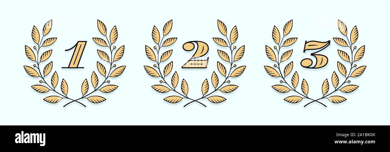 Laurel wreath icon with number One, Two, Three Stock Vector Image & Art ...