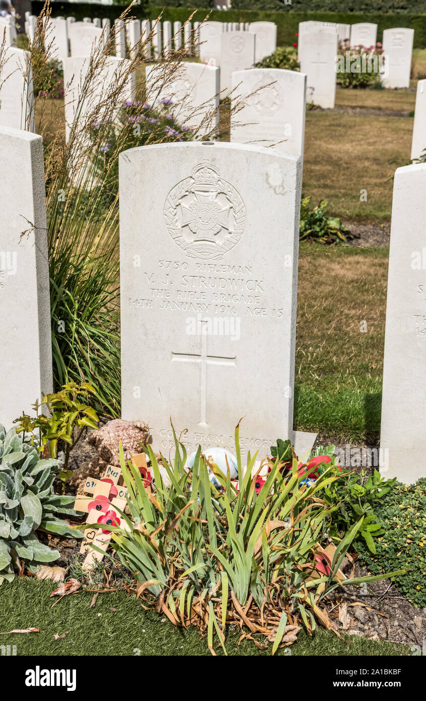 Essex Farm WWI Cemetery on the Belgium Salient near Ypres where Rif VJ ...
