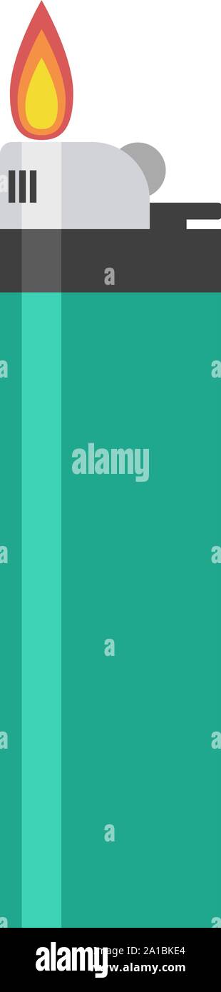 Green lighter, illustration, vector on white background Stock Vector ...