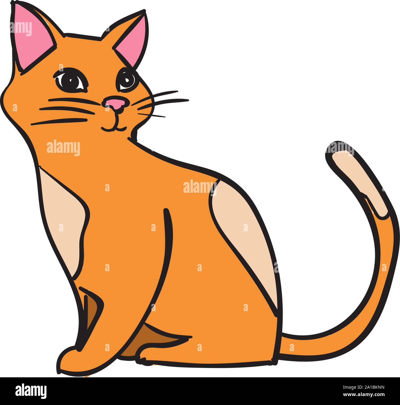 Orange cat, illustration, vector on white background Stock Vector Image ...