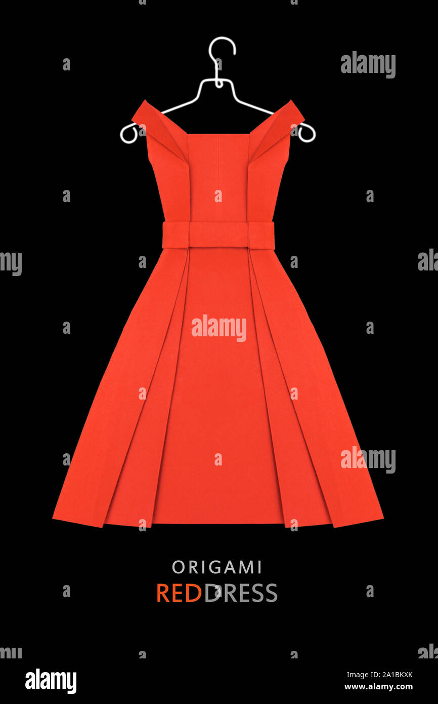 Origami paper red dress Stock Photo - Alamy