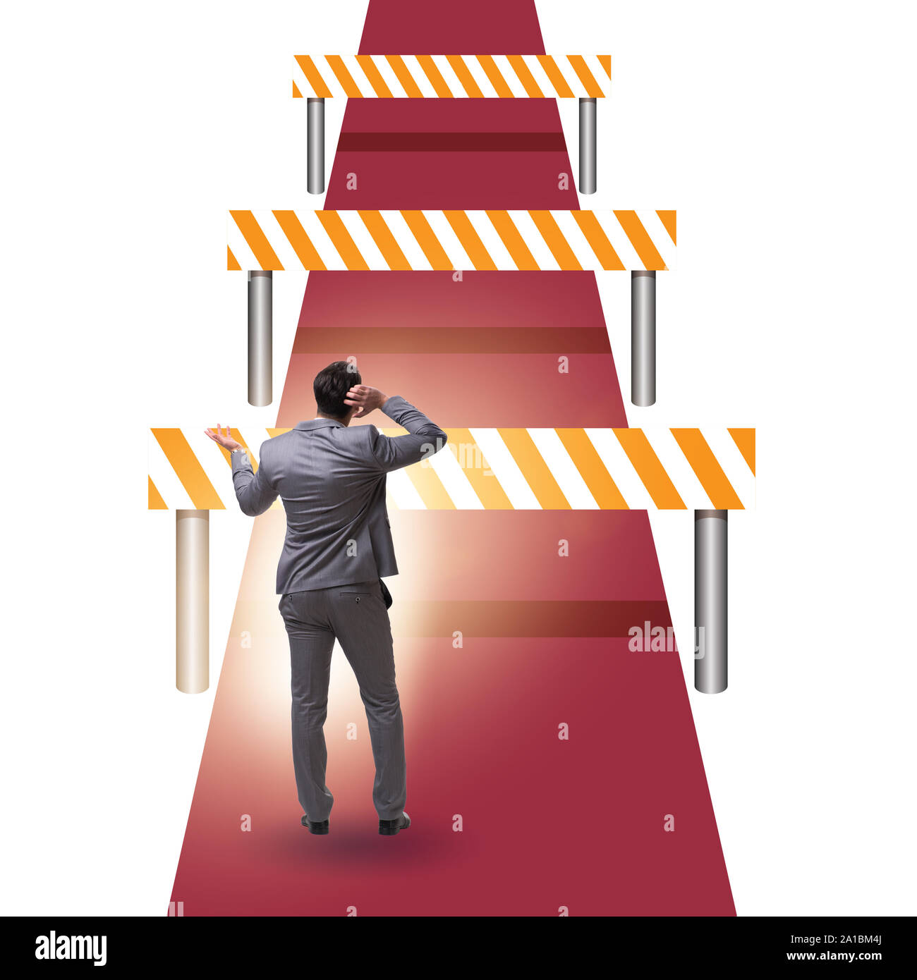The businessman facing running barriers in challenging business Stock ...