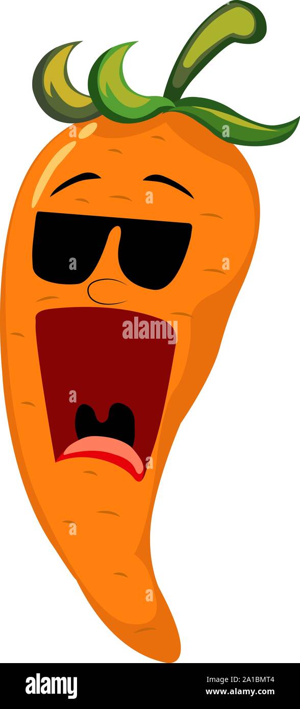 Cool carrot, illustration, vector on white background Stock Vector ...