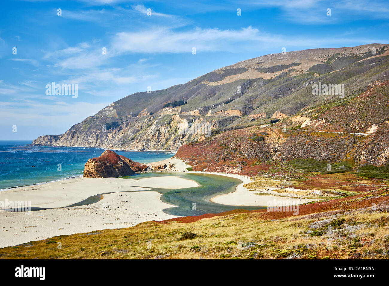 California coastline along famous Pacific Coast Highway (State Route 1 ...