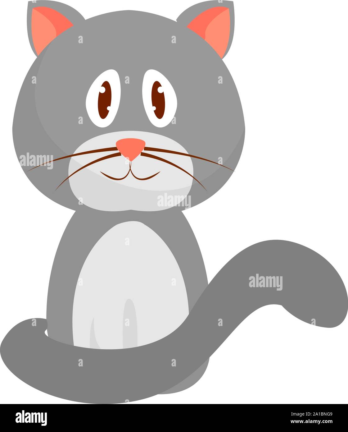 Grey cat, illustration, vector on white background Stock Vector Image ...