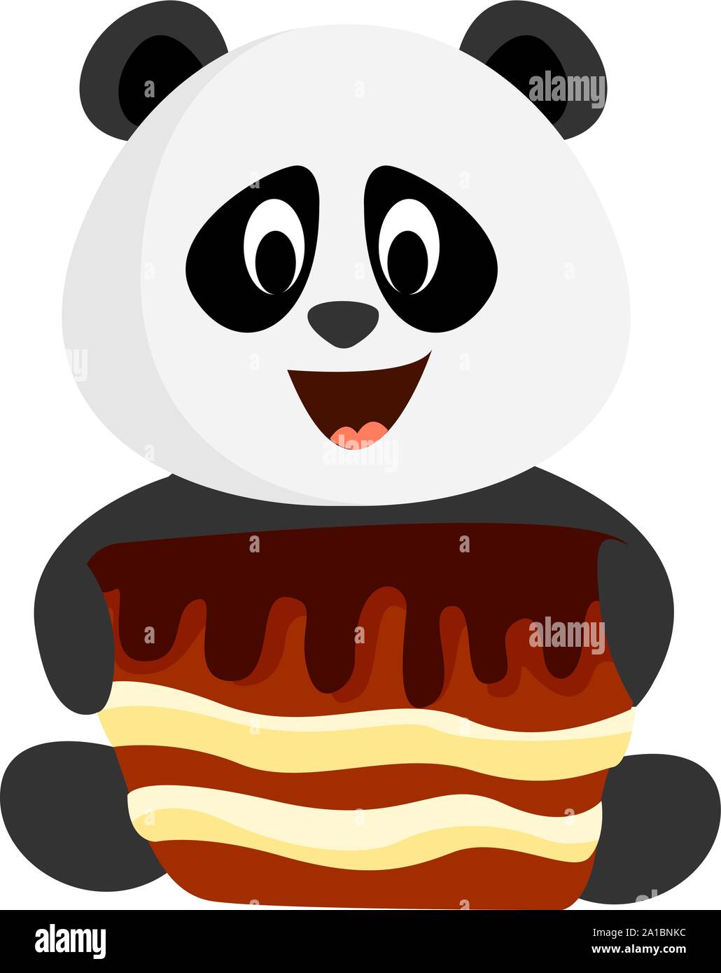 Panda with cake, illustration, vector on white background Stock Vector ...
