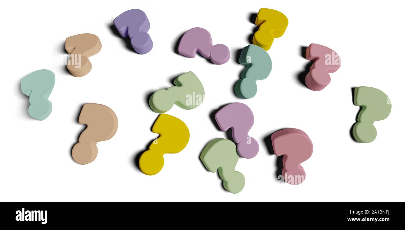 3D rendering of question marks on white background Stock Photo - Alamy