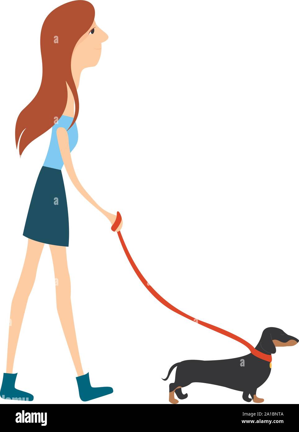 Child drawing walking girl dog hi-res stock photography and images - Alamy