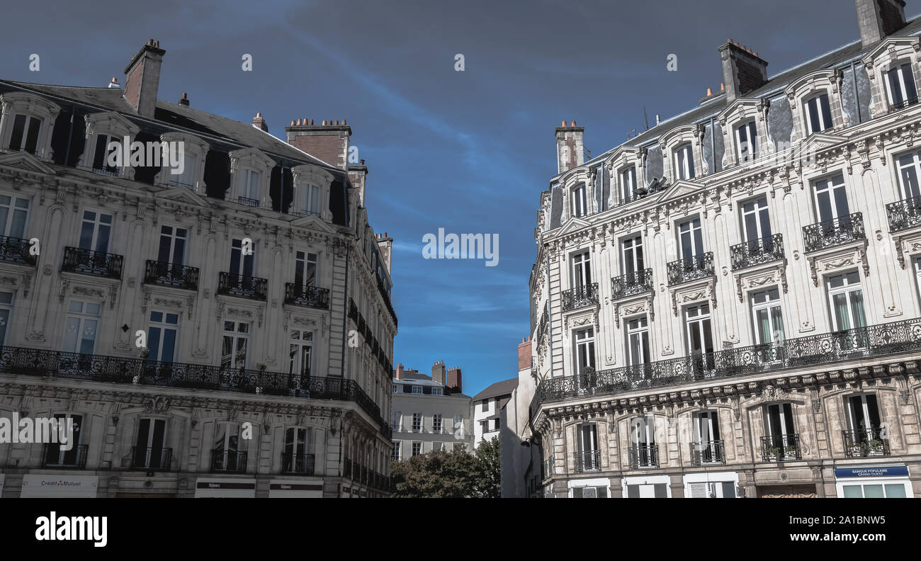 Nantes, France - September 25, 2018: Typical building architecture ...