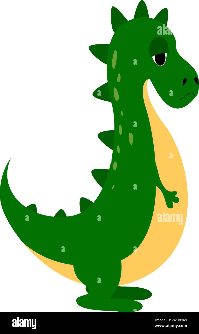 Green dinosaur, illustration, vector on white background Stock Vector ...